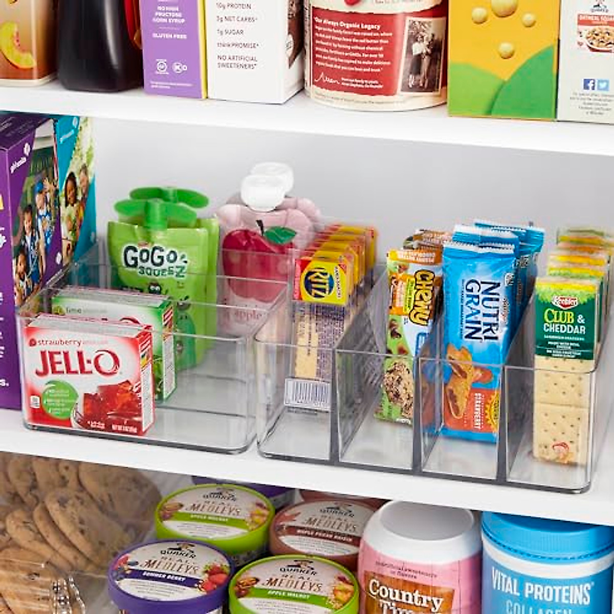 STORi 4-Compartment Clear Plastic Organizer | Rectangular Divided Makeup and Vanity Storage Bin | Use Upright for Eyeshadow Palettes | Round Corner Design | Made in USA