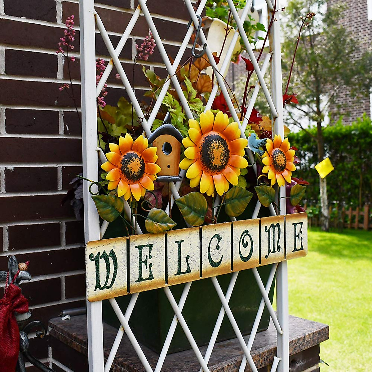 E-view Sunflower Welcome Sign - Vintage Metal Decor