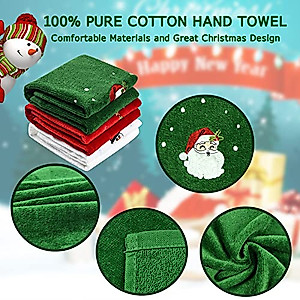 Veramedy Upgraded Size 16" x 27" Christmas Hand Towels, 100% Pure Cotton Bathroom Kitchen Decoration Soft Washcloths Towels Perfect Christmas Decor, Pack of 3 (Red, White, Green)