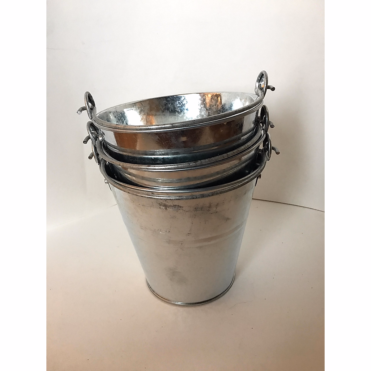 10 Large Galvanized Buckets 6" Tall 6.25" Wide at TOP 4" Wide at Bottom Arts Crafts Wedding