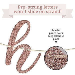Pre-Strung Happy Birthday Banner - NO DIY - Rose Gold Glitter Birthday Banner in Script - Pre-Strung Garland on 6 ft Strands - Rose Gold Birthday Party Decorations & Decor. Did we mention no DIY?