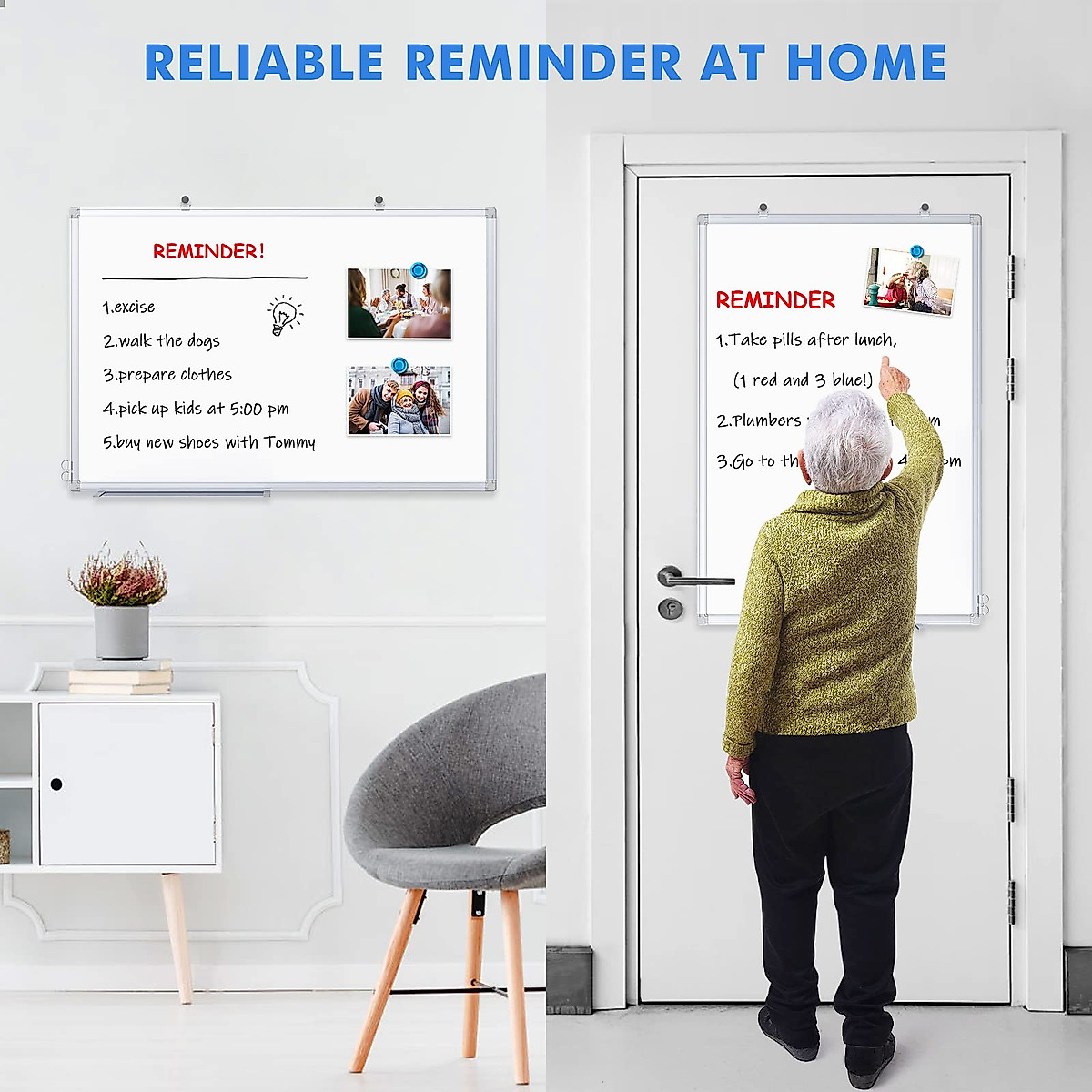 Magnetic White Board 24 x 18 Dry Erase Board Wall Hanging Whiteboard with 3 Dry Erase Pens, 1 Dry Eraser, 6 Magnets, 2' x 1.5' Message Scoreboard for School Home Office