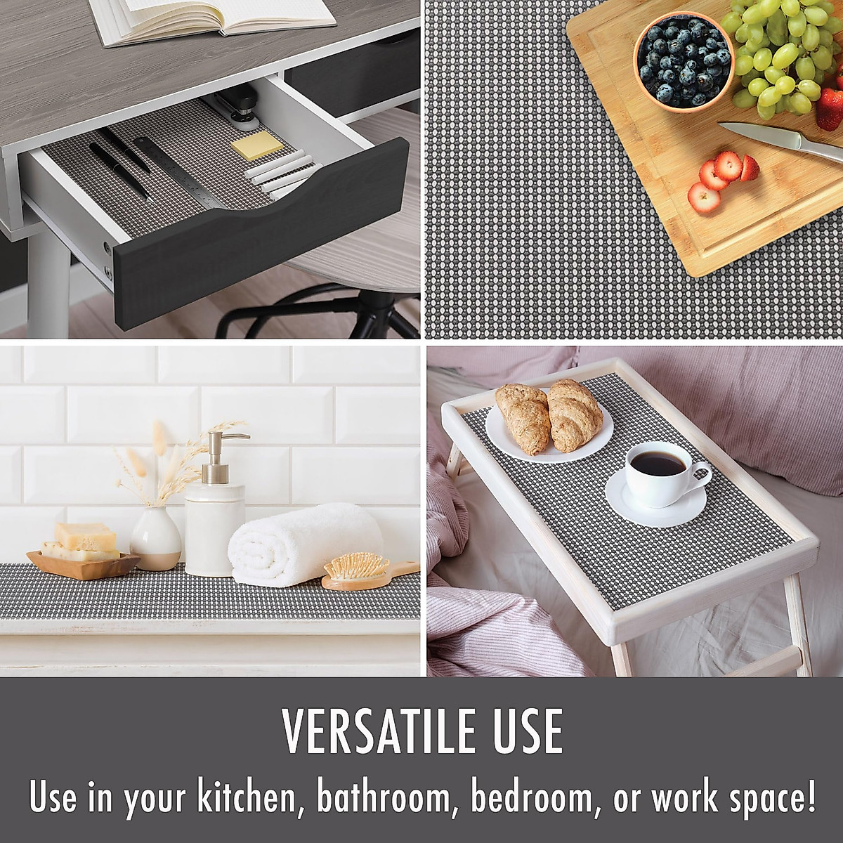 Con-Tact Brand Beaded Grip Durable Adhesive Non-Slip Shelf and Drawer Liner, 12" x 20', Cool Gray