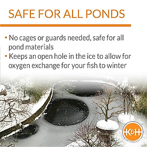 K&H Pet Products Thermo-Pond Perfect Climate Submersible Pond Deicer Gray 8" x 8" 300W, 1 Count (Pack of 1)