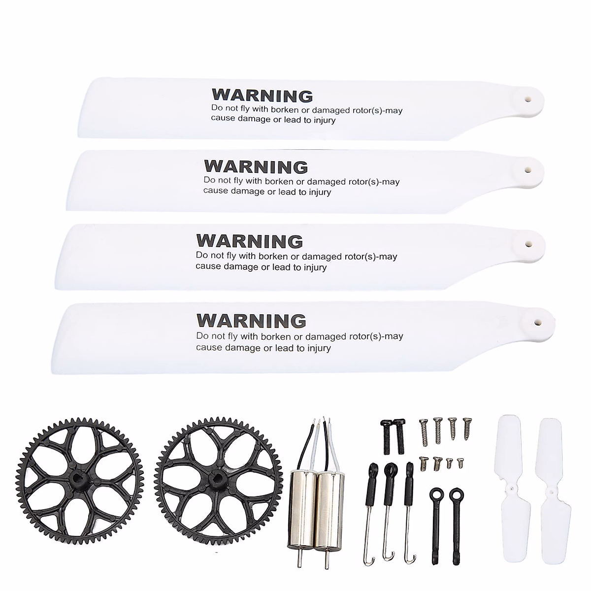 Longzhuo Motor Blade Gear Parts Kit, RC Aircraft Gear Screw Upgrade Kit, RC Helicopter Blades Motor Upgrade Kit, RC Helicopter Accessory for WLtoys XK K110s Remote Control Aircraft RC Helicopter Parts