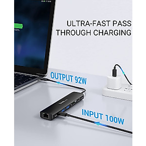 USB C Hub 4K 60Hz, Dockteck 7-in-1 USB C PD Ethernet Hub Dongle with 4K 60Hz HDMI, 1Gbps Ethernet, 100W PD, 2 USB 3.0, SD/Micro SD for MacBook Air/Pro M1 2020, iPad Pro 2021, iPad Mini 6 and More