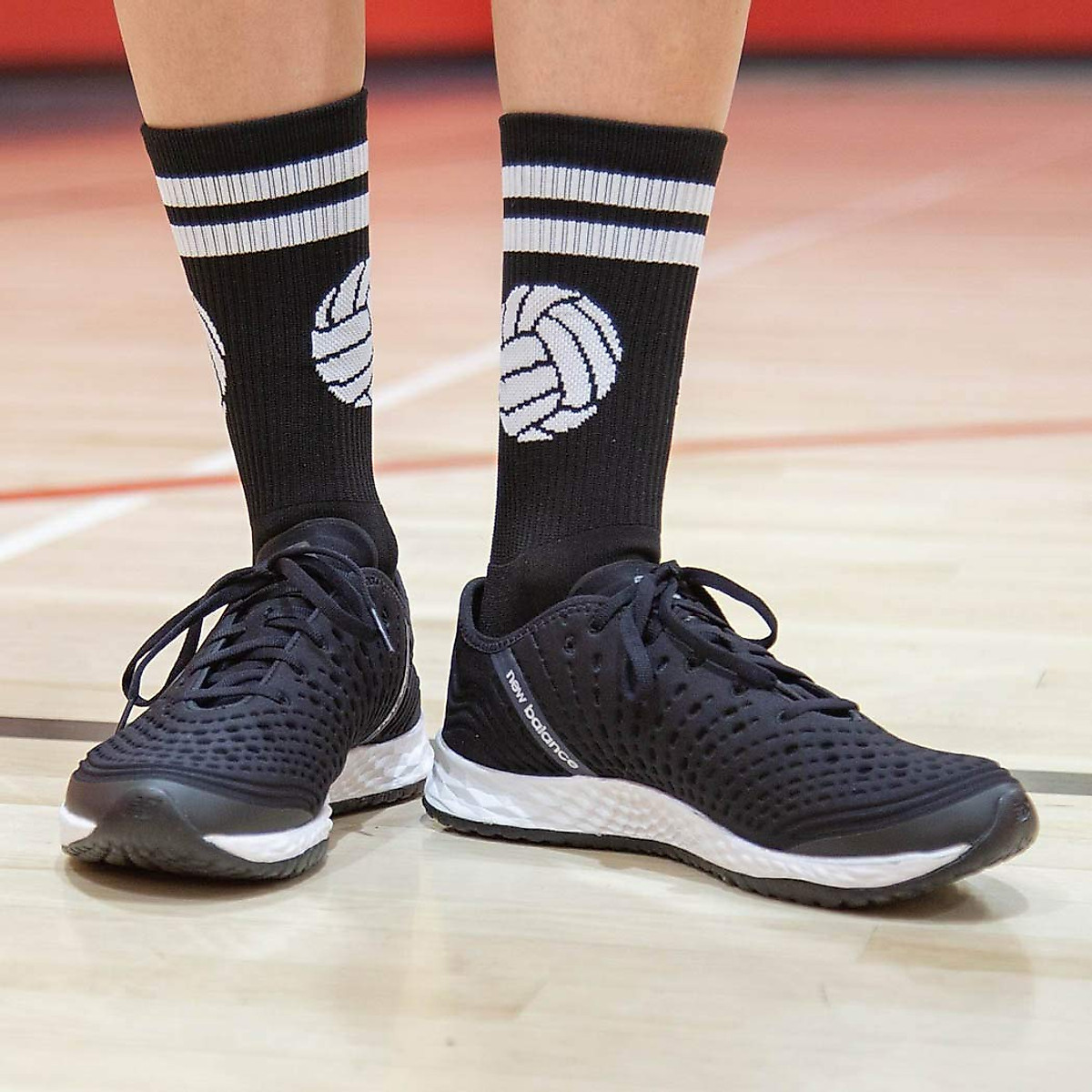 ChalkTalkSPORTS Volleyball Woven Mid-Calf Socks | Classic Ball | Black & White