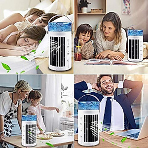 YPingk Portable Air Conditioner Fan Personal Air Cooler Desk Cooling Fan Quiet Humidifier Misting Fan with 7 Colors Night Light 3 Speeds Mini Evaporative Cooler for Home Office Bedroom