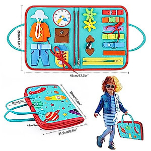 FASTSPOK Busy Board for 1 2 3 4 Year Old, Toddler Travel Toys for Car Plane, Montessori Sensory Toys for Toddlers 1-3, Educational Learning Activities Board for Fine Motor Skills, Gift for Boys Girls