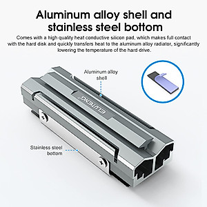 ELUTENG M.2 2280 SSD Heatsink Double-Sided Heat Sink Aluminum Alloy NGFF NVME Cooling Sink with 4 Thermal Conductivity Silicone Pads M.2 SSD Cooler Set for 2280 M.2 SSD