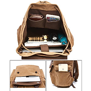 DRF Canvas Backpack Unisex Vintage Daypack for Laptop 15'' BG90 (Brown)