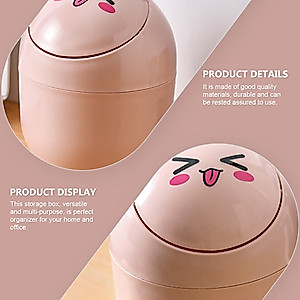 Luxshiny Desktop Trash Can with Lid Mini Waste Basket Cute Cat Dustbin Portable Garbage Bin Trash Household Cleaning Tools for Home Office Living Room Bathroom Kitchen