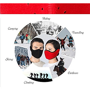 2PCS Half Face Mask Balaclava with Earflap for Men Women Gray-Black