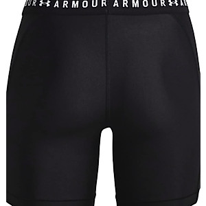 Under Armour Women's HeatGear Armour Middy 5" Shorts (Small, Black/Metallic Silver-001)