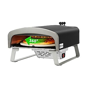 Q Pizza Gas Pizza Oven Portable Propane Pizza Oven with Automatic Rotating Stone for Outdoor Cooking, Portable Gas Pizza Oven For Outside Garden Backyard Party