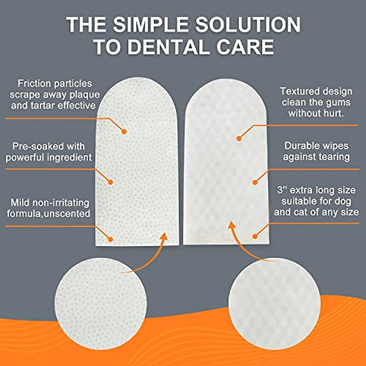 yadee Dog Teeth Cleaning Finger Wipes, 100Pcs Dog Dental Care Wipes for Cats and Dogs, Pet Oral Cleansing Presoaked Teeth Wipes, Freshen Breath, Reduce Plaque & Tartar, No Brushing