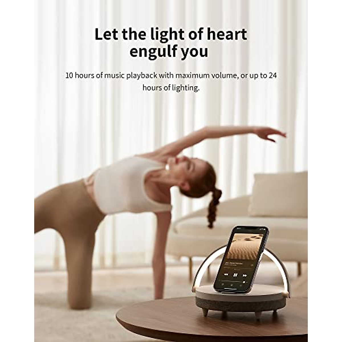 LED Night Light, EZVALO Music Bedside Lamp with Wireless Charger, 4 in 1 Touch Lamp, Portable Bluetooth Speaker, Phone Holder, Dimmable Wireless Charging Lamp Birthday Gifts for Women, Men, Dad, Mom