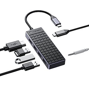Yottamaster USB C Hub Hdmi Adapter, 6 in 1 USB C Hub Multiport Adapter with 4K HDMI, USBA 3.0, 100W PD, 3.5mm Audio, Compatible with Type C Laptop Devices