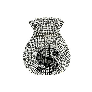 Tngan Women Money Pouch Evening Bag Sparkling Crystal Purses Rhinestones Wedding Party Prom Clutch, A-Silver