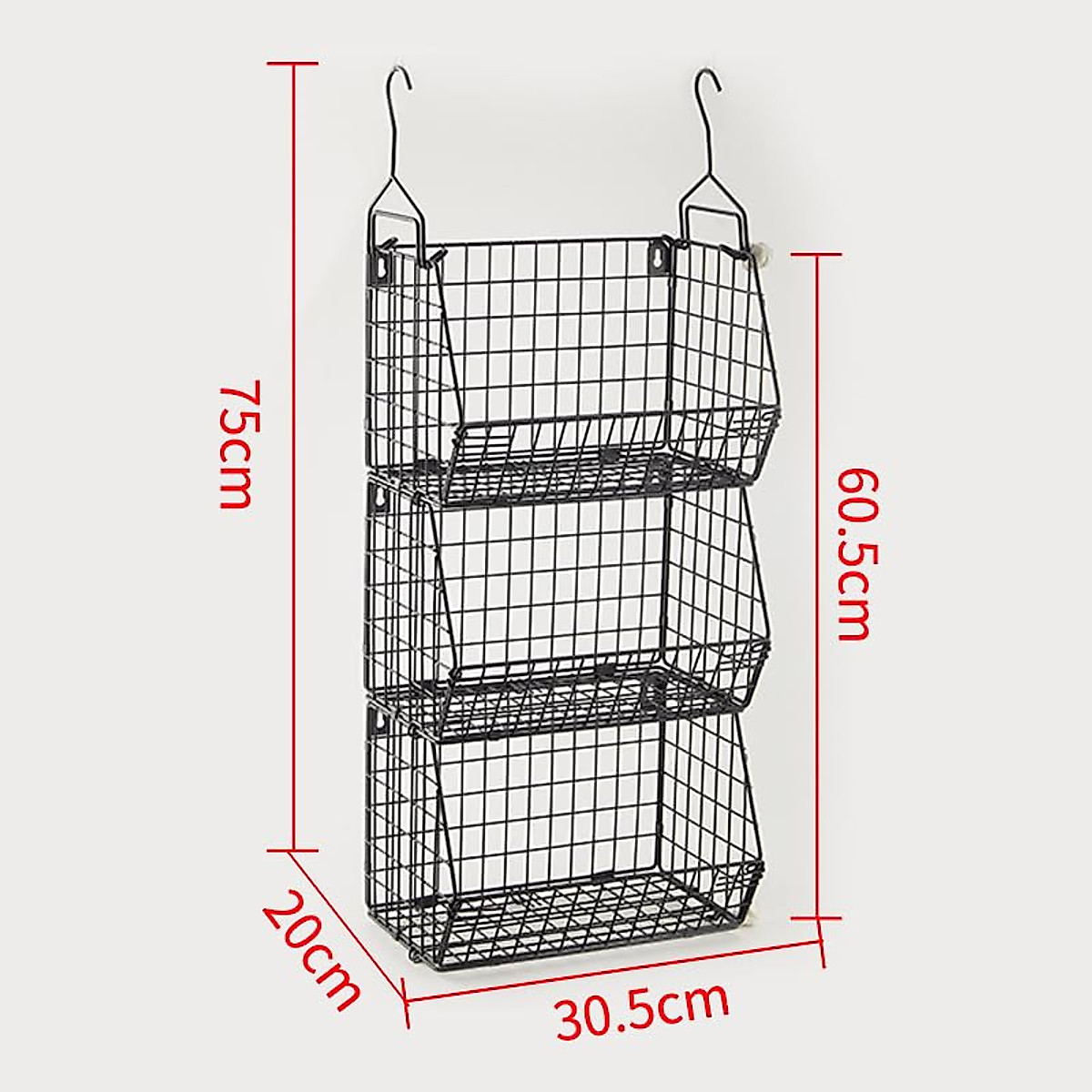QNLALZM 3 Tier Hanging Foldable Wire Baskets Closet Organizer Clothes Shelves Countertop Caddy Bin Wall Mount Shelf Wire Storage Basket Bins for Clothing Handbags Snacks Drinks Fruits