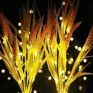 X-GiftKey Solar Stake Lights Outdoor Decorative, 2 Pack Wheat Ear LED Garden Lights,Mom's Garden Gift Waterproof Flower Lamp, Solar Landscape Light for Garden Yard Patio Pathway Decor(Yellow)