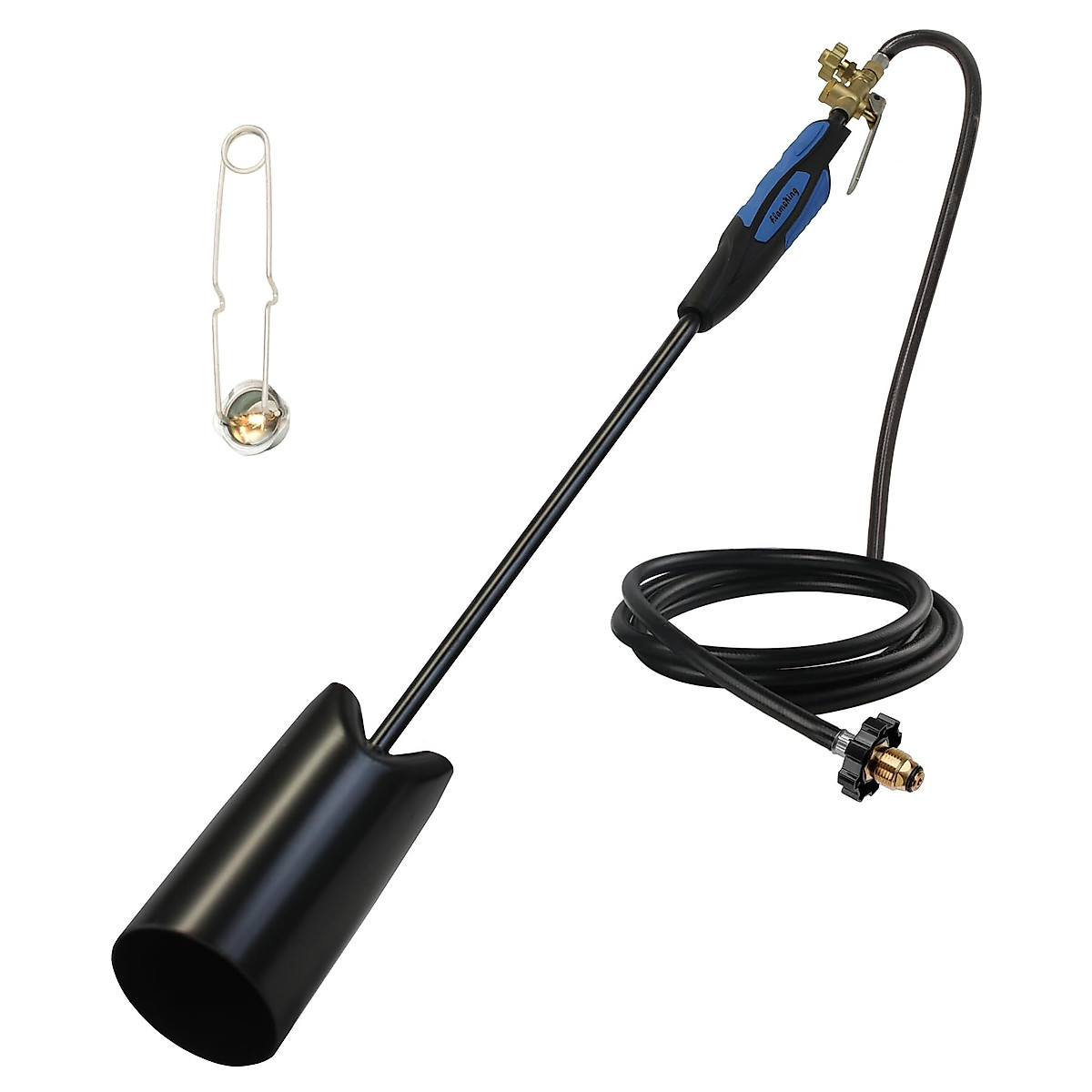 Flame King Propane Torch Kit Heavy Duty Weed Burner, 500,000 BTU & YSN5LB 5 Pound Propane Tank Cylinder, Great For Portable Grills, Fire Pits, Heaters And Overlanding, White