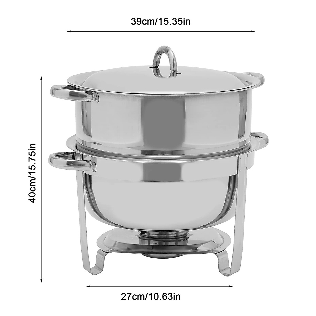 14 Qt. Soup Chafer, Soup Warmer Catering Supplies Food Warmer, 201 Stainless Steel Chafing Dish Buffet Set with Fuel Holder, Round Food Warming Tray for Event Party Holiday Dinners (Silver)