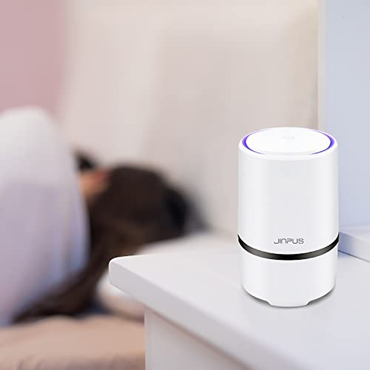 JINPUS Air Purifier Small Portable Air Cleaner for Bedroom with HEPA Filter, Upgraded Low Noise Home Air Purifiers GL-2103 (Powered by 4.9ft USB Cable, No Adapter)