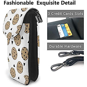 Cookies Food Chocolate Chip Biscuits Women Soft PU Leather Cellphone Purse Wallet Handbag Small Crossbody Shoulder Bag