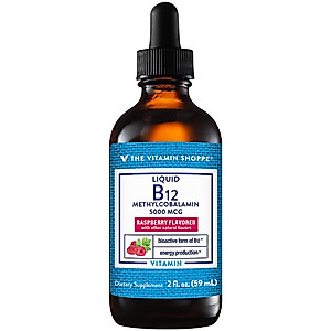 Liquid B12 Methylcobalamin - Energy Production - 5,000 MCG - Raspberry (2 fl. oz.)