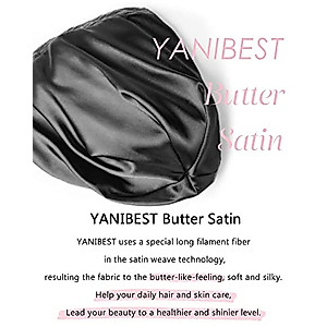 YANIBEST Silk Satin Bonnet Hair Wrap for Sleeping - Adjustable Stay on Silk Lined Slouchy Beanie Hat for Curly Hair and Braids