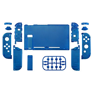 eXtremeRate DIY Replacement Shell Buttons for Nintendo Switch, Back Plate for Switch Console, Housing with Full Set Buttons for Joycon Handheld Controller - Clear Blue [No Electronics Parts]