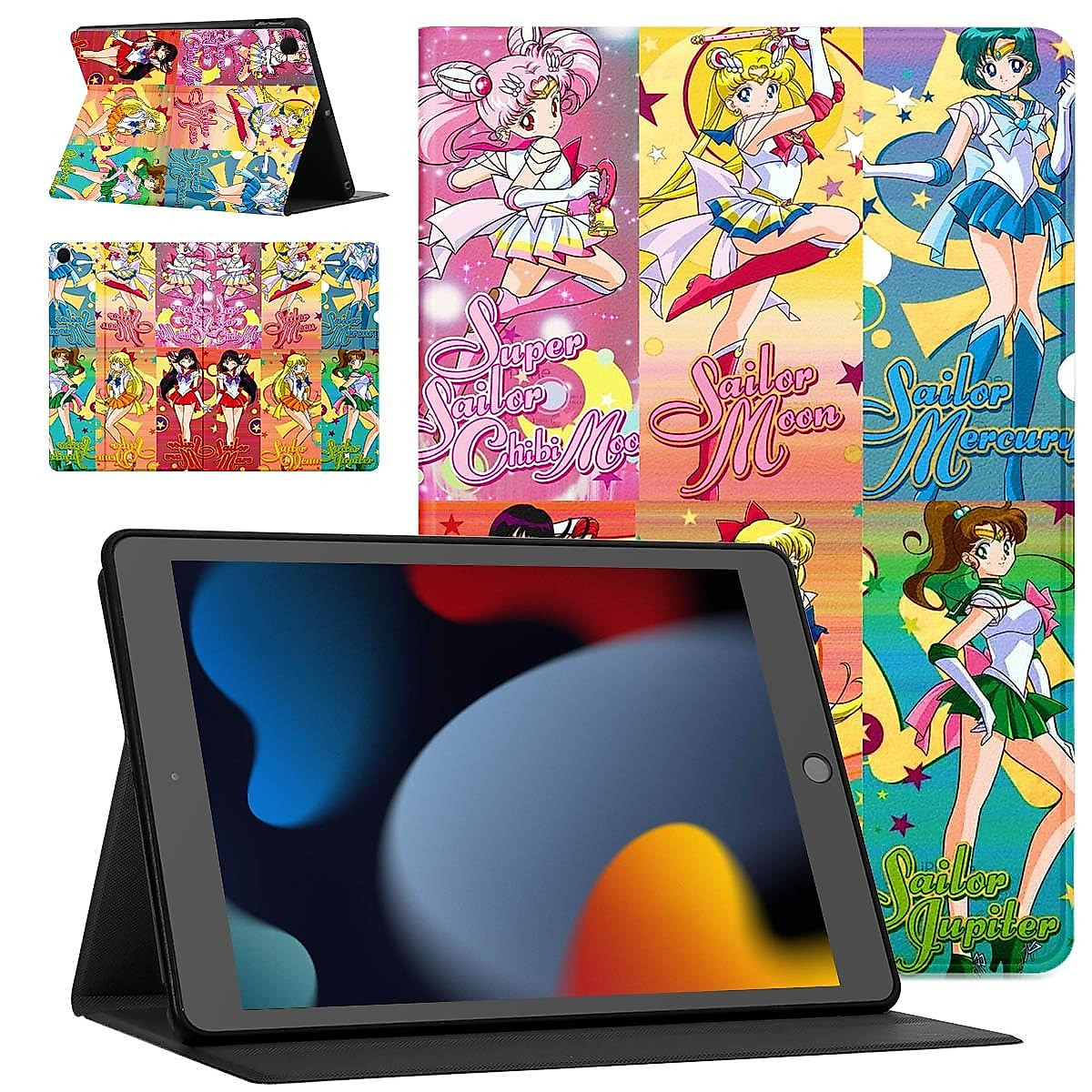 Cute Tablet Case for Samsung Galaxy Tab S7 FE/S8 Plus 2022/S7 Plus Case 12.4 Inch, Anime Cartoon Pattern Design Cases for Women, PU Leather Folio Back Cover Funda for SM-X800 X806 T970 T975, Comics 2