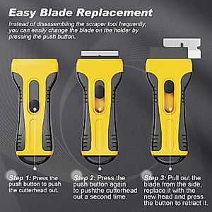 Rerdeim Razor Blade Scraper Tool With 20pcs Extra Blades, Razor Scraper For Cleaning Glass,Stove Top, Cooktop, Window, Oven, Paint, Sticker, Tile, Non Scratch