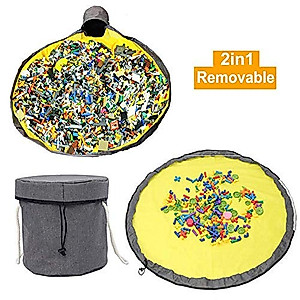 Toy Storage Basket and Play Mat Quick Storage Bag Collapsible Durable Basket- Prize Box, Reward Box, Treasure Chest for Baby/Kids/Toddlers In Toy Room, Classroom(gray)