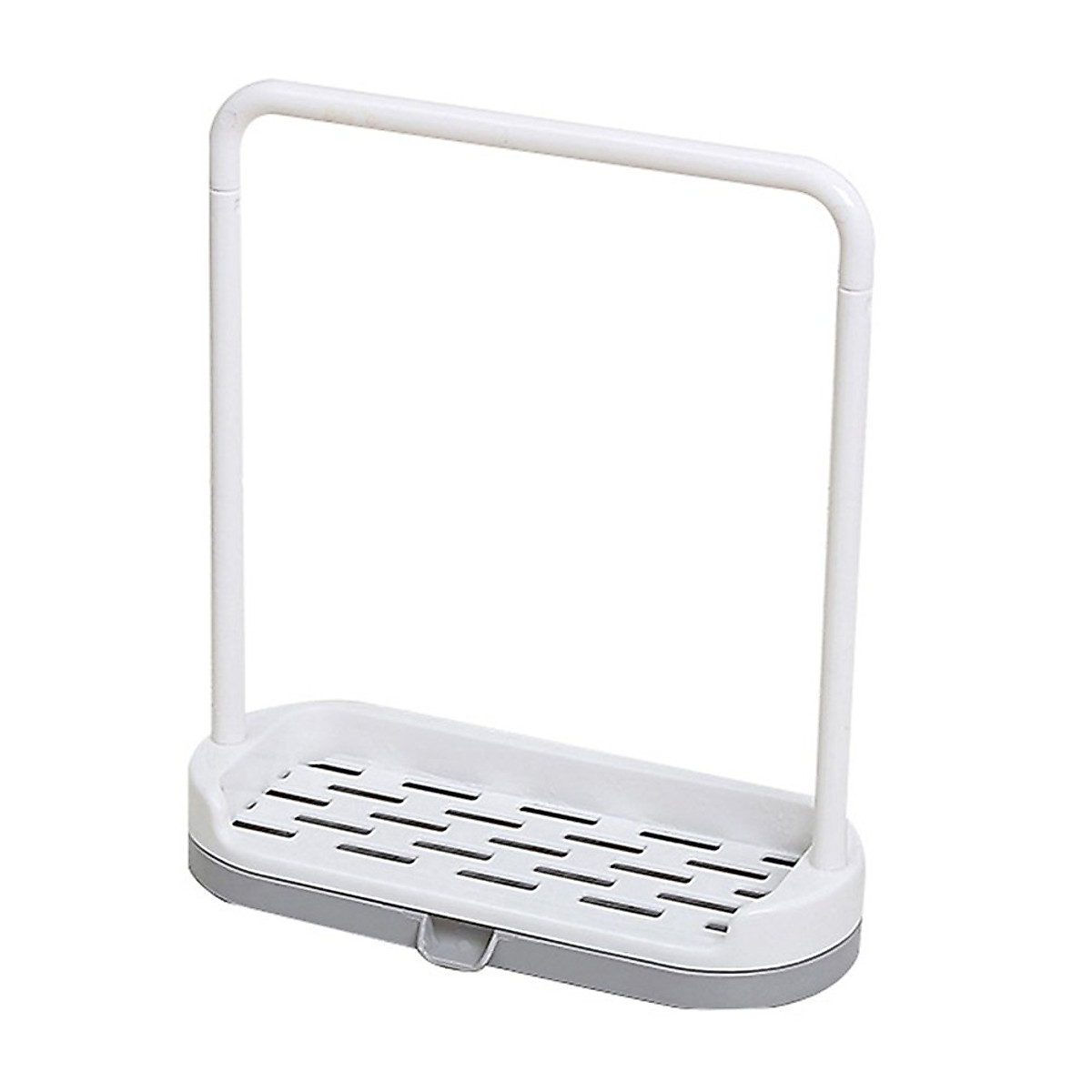 BESTONZON Rag Soap Rack Plastic Countertop Organizer Rack Removable Dishcloth and Sponge Drying Rack (Grey)