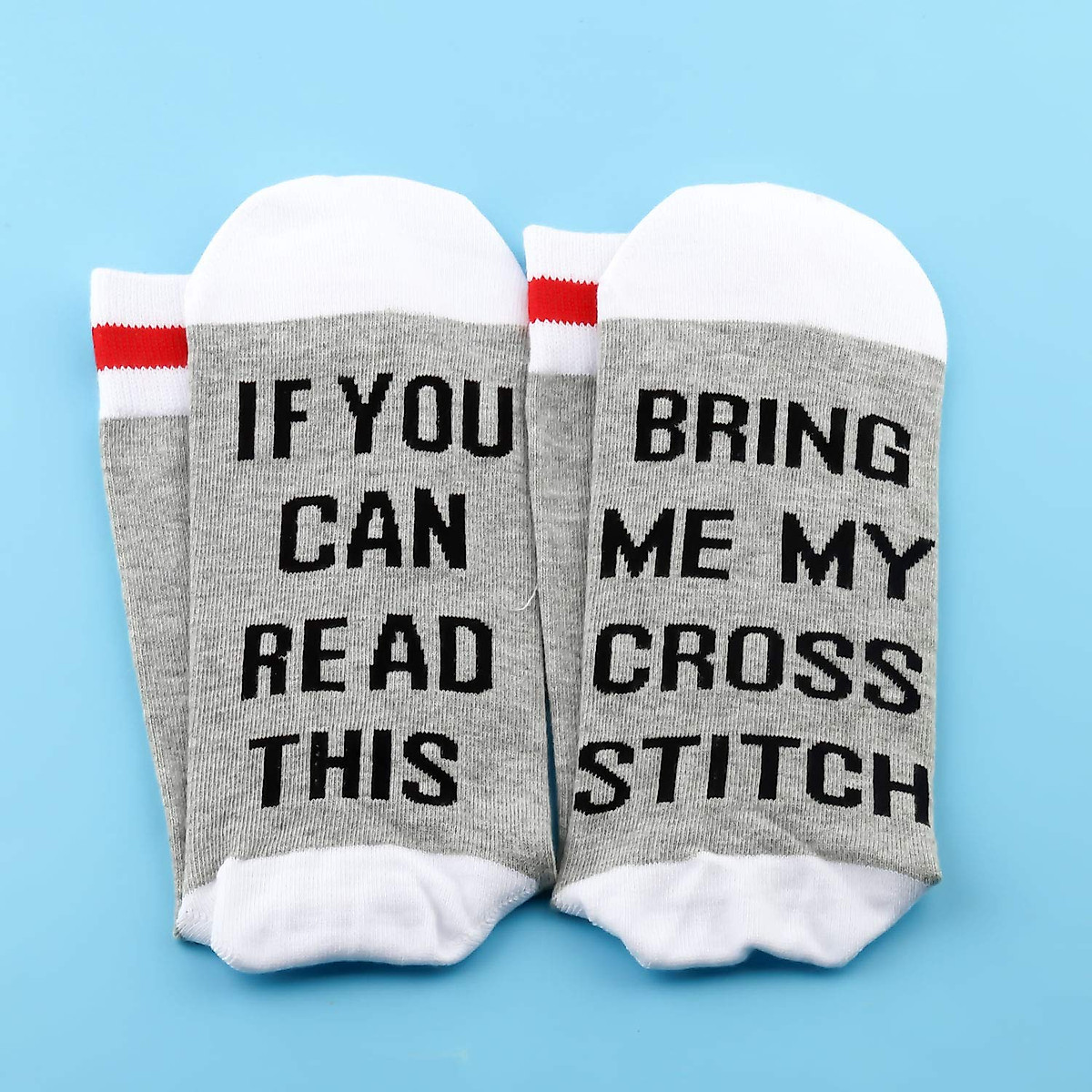 JXGZSO 2 Pairs Can Read This Bring Me My Cross Stitch Socks (Cross Stitch)