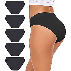 RHYFF Womens Underwear Breathable Mesh Bikini Panties Stay Fresh Ladies Panty Stretches Soft Hipster Briefs Comfortable Travel Underpants（R7002-Black-XXL）