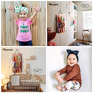 Baby Headband Organizer,Headband Holder for Baby Girl, Large Capacity Hair Bows Clips Hanging Organizer (Pink)