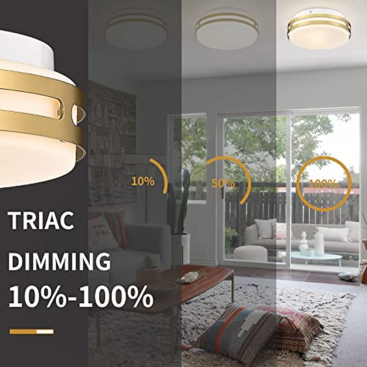 AUTELO Modern Flush Mount LED Ceiling Light Fixture 3000K Dimmable Close to Ceiling Lighting with Frosted Glass Shade in Brass Finish, for Living Room Hallway Bedroom C3578 BRZ LED
