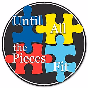Craig Bachman 12" Round Metal Sign: Autism Puzzle Piece Support Metal Wreath Accent Sign