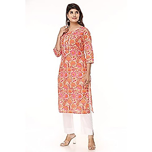 Vihaan IMPEX Indian Multicolor Kurti Set for Women with White Pant