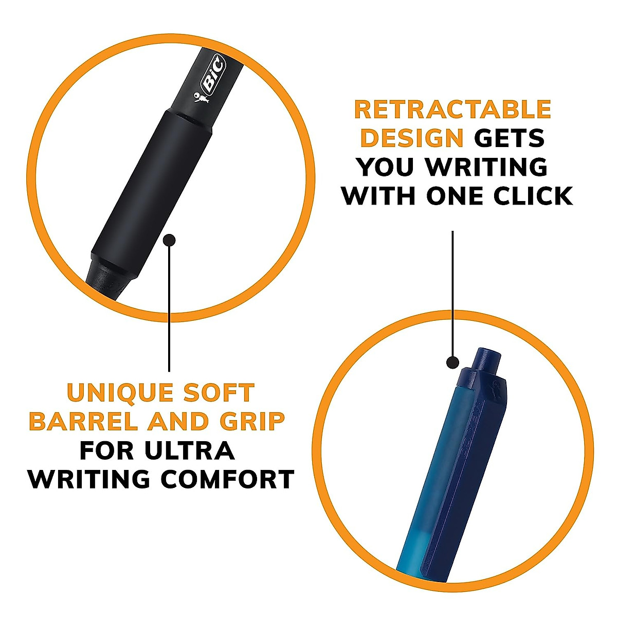 BIC Soft Feel Ball Pen, Black, Fine Point, 12-Count