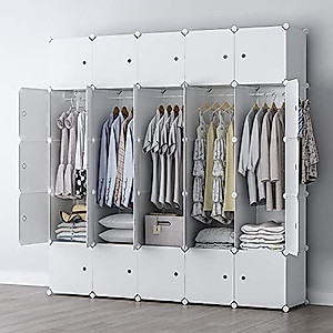 GEORGE&DANIS Portable Closet Wardrobe Cube Storage Cube Organizer Cube Shelf Armoire Bedroom Dresser (71x18x71 inches) 5x5 Tiers, White