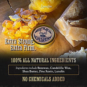 Mustache Wax Extra Strong Hold | 1oz Bone Crusher Moustache & Beard Wax Tin | Grooming For Men | Perfect For Dali Curly English Handlebar Mustaches By Death Grip | Heat Source Required