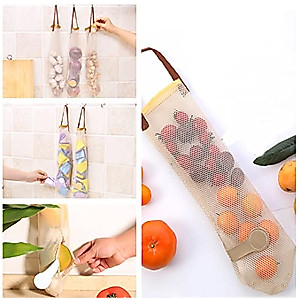 Reusable Grocery Bags Veggies Fruits Holder Counter Space Saver Net Storage Pouch for Onion Potato Garlic Pack 2