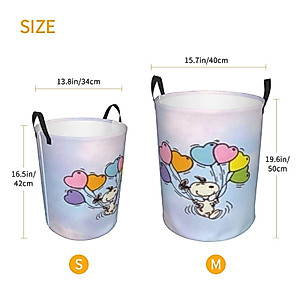 sn-oopy Storage Basket Circular Hamper with Handle Foldable Laundry Basket for Bedroom Bathroom Living RoomSmall