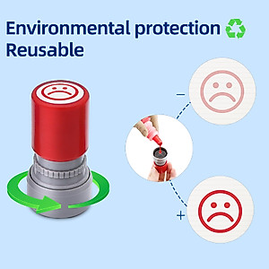 6pcs Rubber Teacher Stamps for Grading, Self-inking, Office Stationery Stamps, Vibrant Colors, Best Homework Stamps, Encouraging Classroom Comments(Smiley stamps)