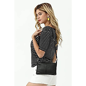 befen Black Women's Genuine Leather Wristlet Clutch Crossbody Phone Bags Wallet Purses and Handbags for Women, Fit Phone 14 Pro Max