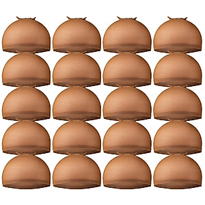 Teenitor Wig Caps, 20 Pack Stretchy Nylon Skin Tone Wig Application Caps for Women and Men - Brown
